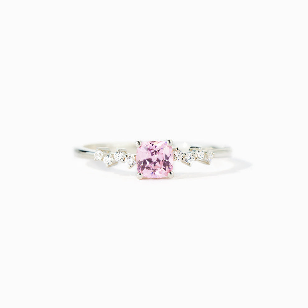Breast Cancer Awareness Pink Sapphire Square Ring – StoryLane Jewellery
